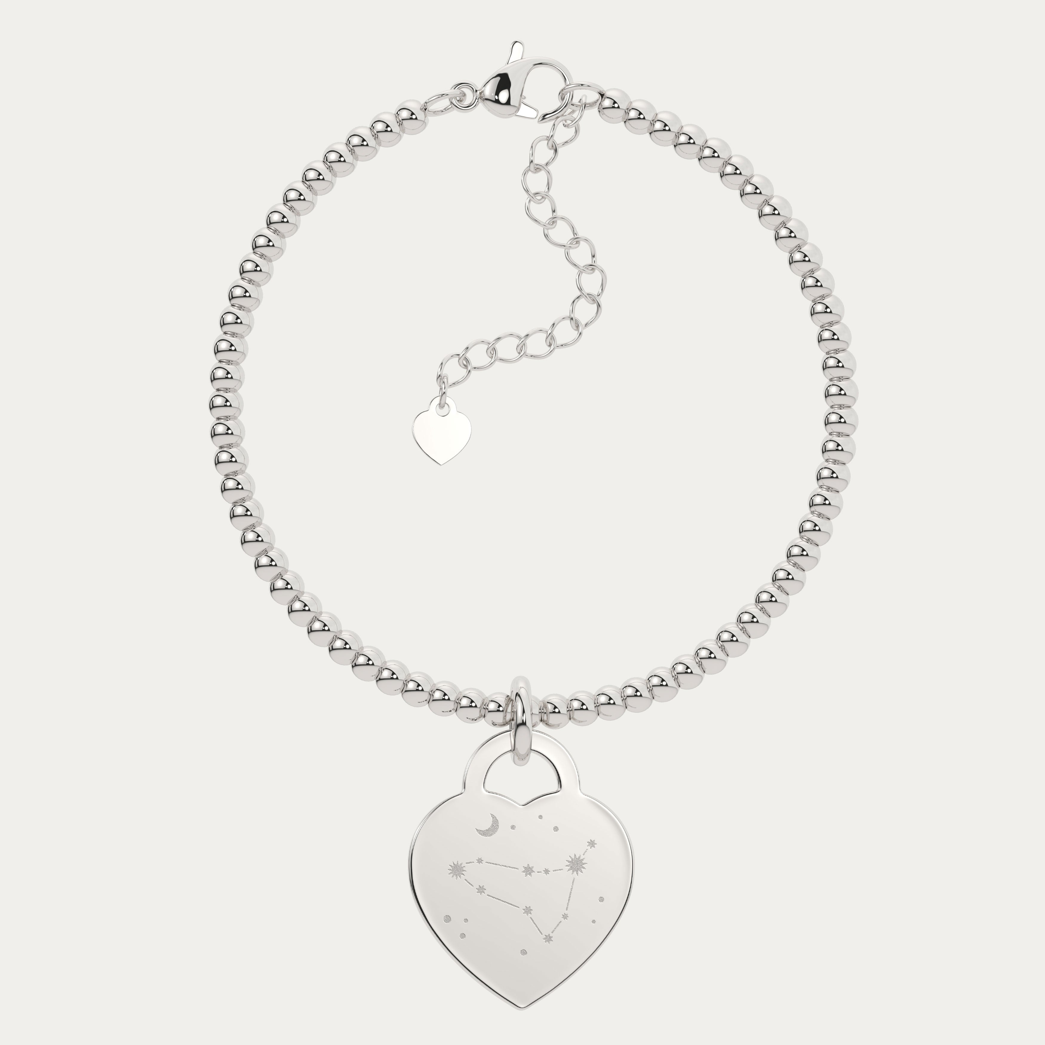Lucy Heart Silver Zodiac Constellation Bead Bracelet – WildHoneybee